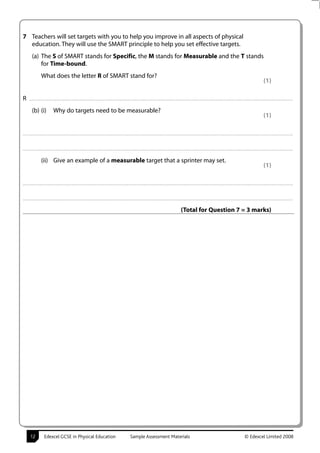 Edexcel GCSE PE More Sample Assessment Material | PDF