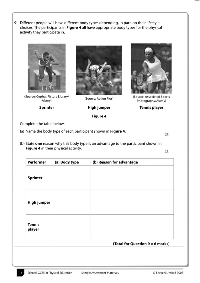 Edexcel GCSE PE More Sample Assessment Material | PDF