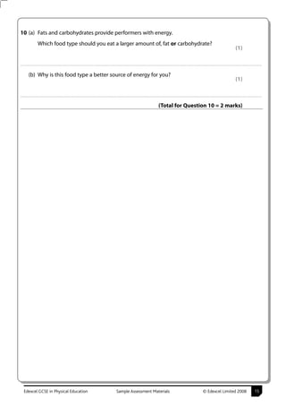 Edexcel GCSE PE More Sample Assessment Material | PDF