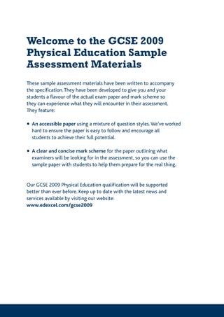 Edexcel GCSE PE More Sample Assessment Material | PDF