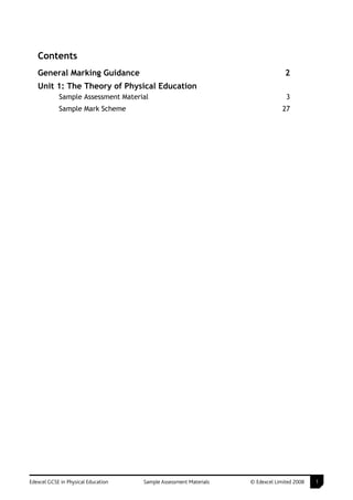 Edexcel GCSE PE More Sample Assessment Material | PDF