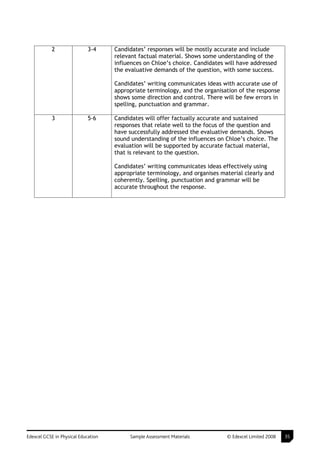 Edexcel GCSE PE More Sample Assessment Material | PDF