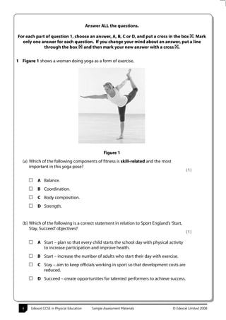 Edexcel GCSE PE More Sample Assessment Material | PDF