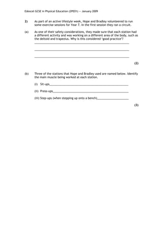 GCSE PE Sample - Jan 09 | PDF