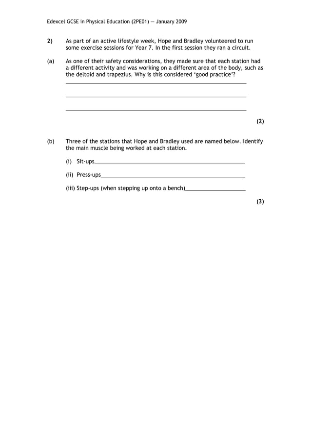 GCSE PE Sample - Jan 09 | PDF