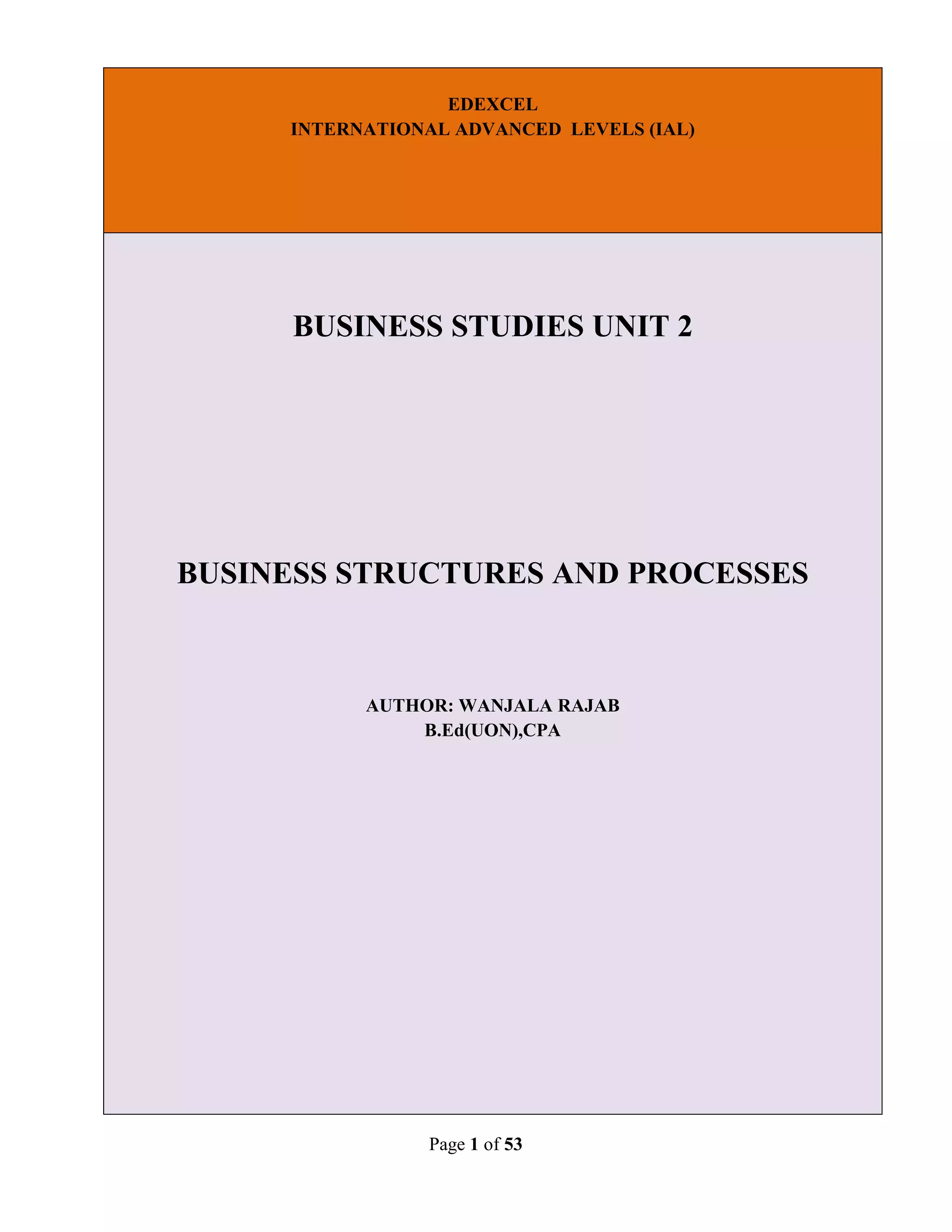 Edexcel ial-business-studies-unit-2 | PDF