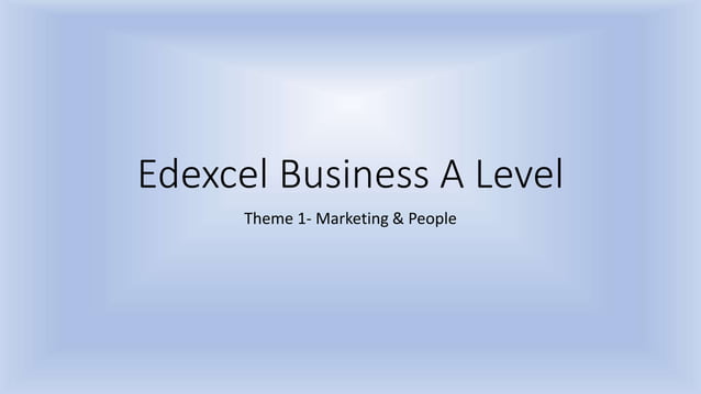 Edexcel A Level Business Theme 1 | PPTX