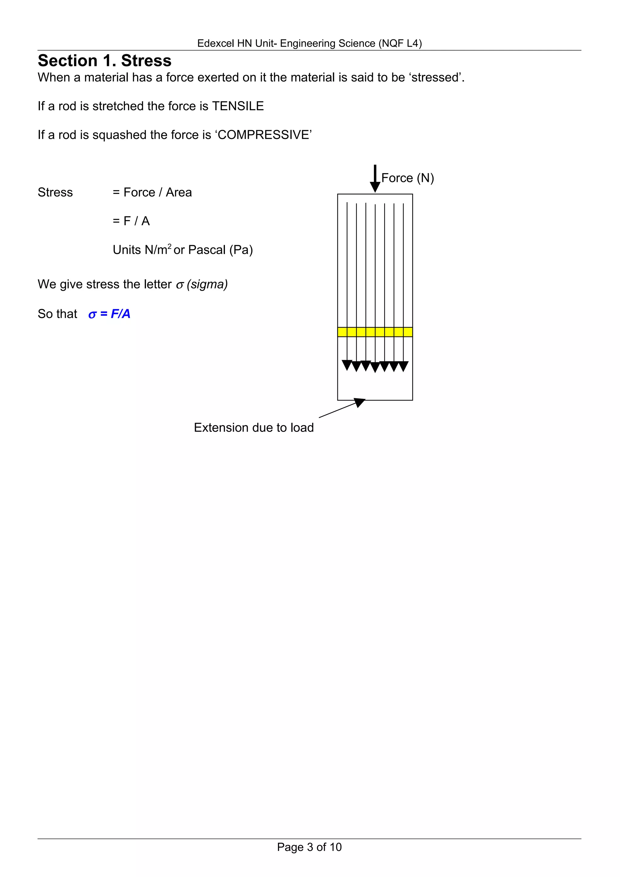 Edexcel HND Unit- Engineering Science (Nqf L4) | DOC