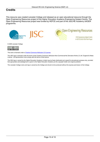 Edexcel HND Unit- Engineering Science (Nqf L4) | DOC
