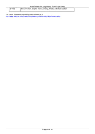 Edexcel HND Unit- Engineering Science (Nqf L4) | DOC