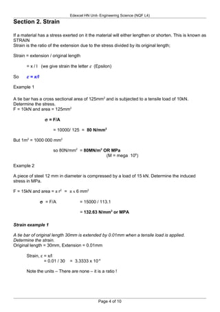 Edexcel HND Unit- Engineering Science (Nqf L4) | DOC