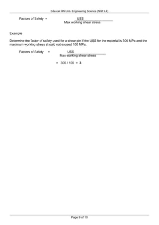 Edexcel HND Unit- Engineering Science (Nqf L4) | DOC