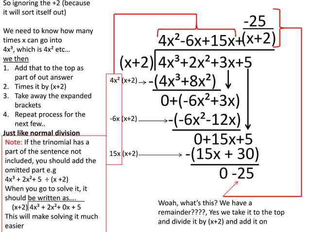 Edexcel Maths – Core 2 – Algebraic Division and Remainder Theorem | PPTX | Computing ...