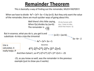 Edexcel Maths – Core 2 – Algebraic Division and Remainder Theorem | PPT