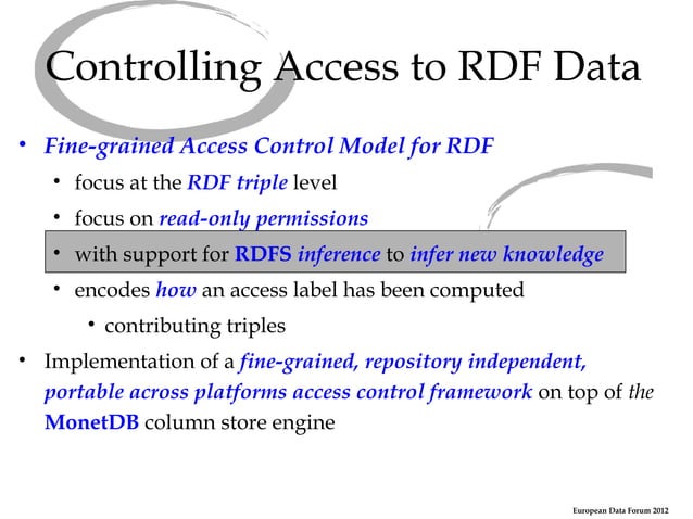 Abstract Access Control Model for Dynamic RDF Datasets | PPT