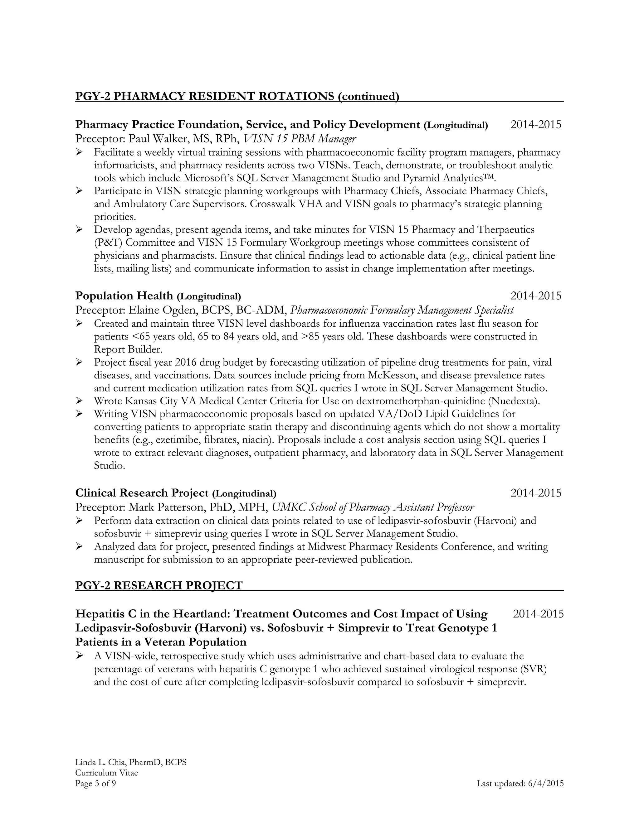 Linda Chia- Curriculum Vitae | PDF