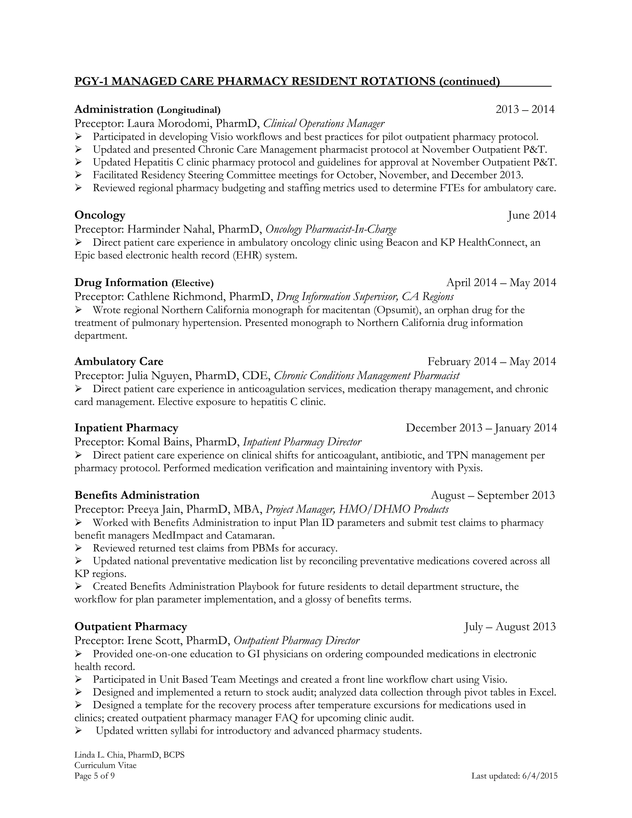 Linda Chia- Curriculum Vitae | PDF