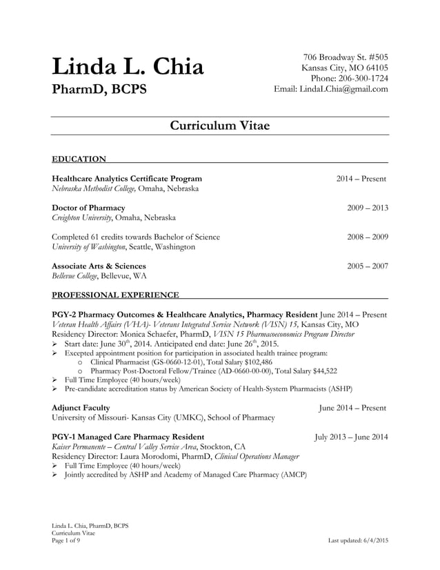 Linda Chia- Curriculum Vitae | PDF