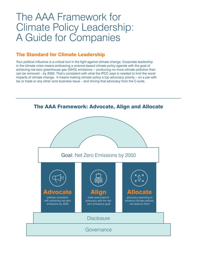The AAA Framework for Climate Policy Leadership: A Guide for Companies ...