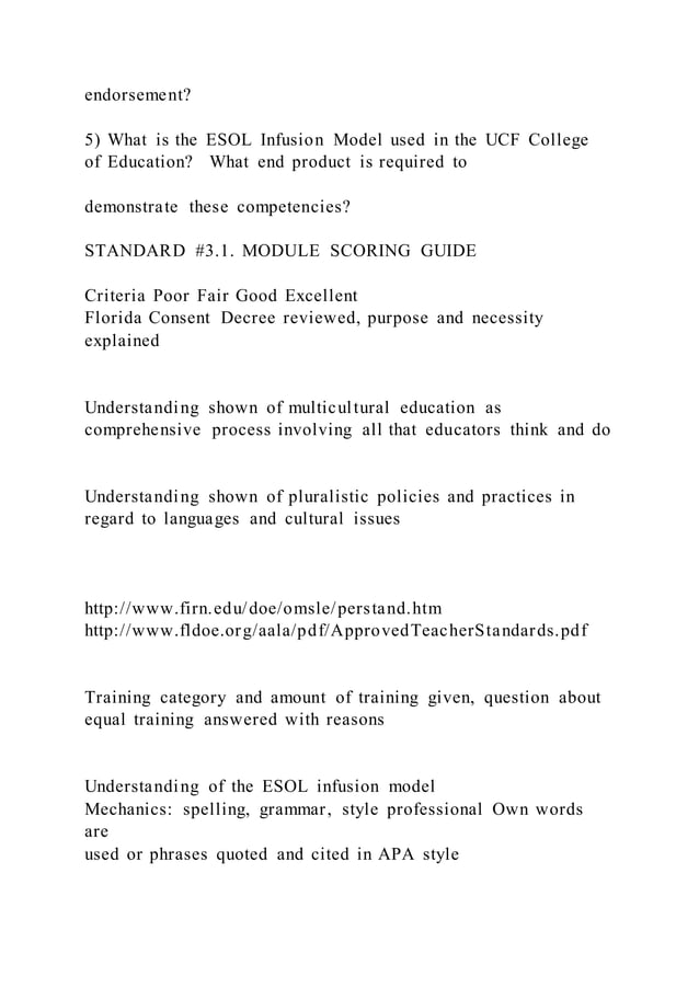Edf2085 Esol Module Esol Performance Standards Activit Pdf 