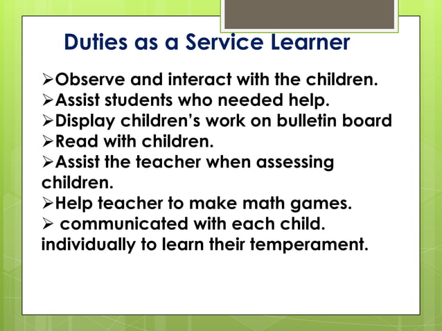 Edf 2085 service learning journal | PPT