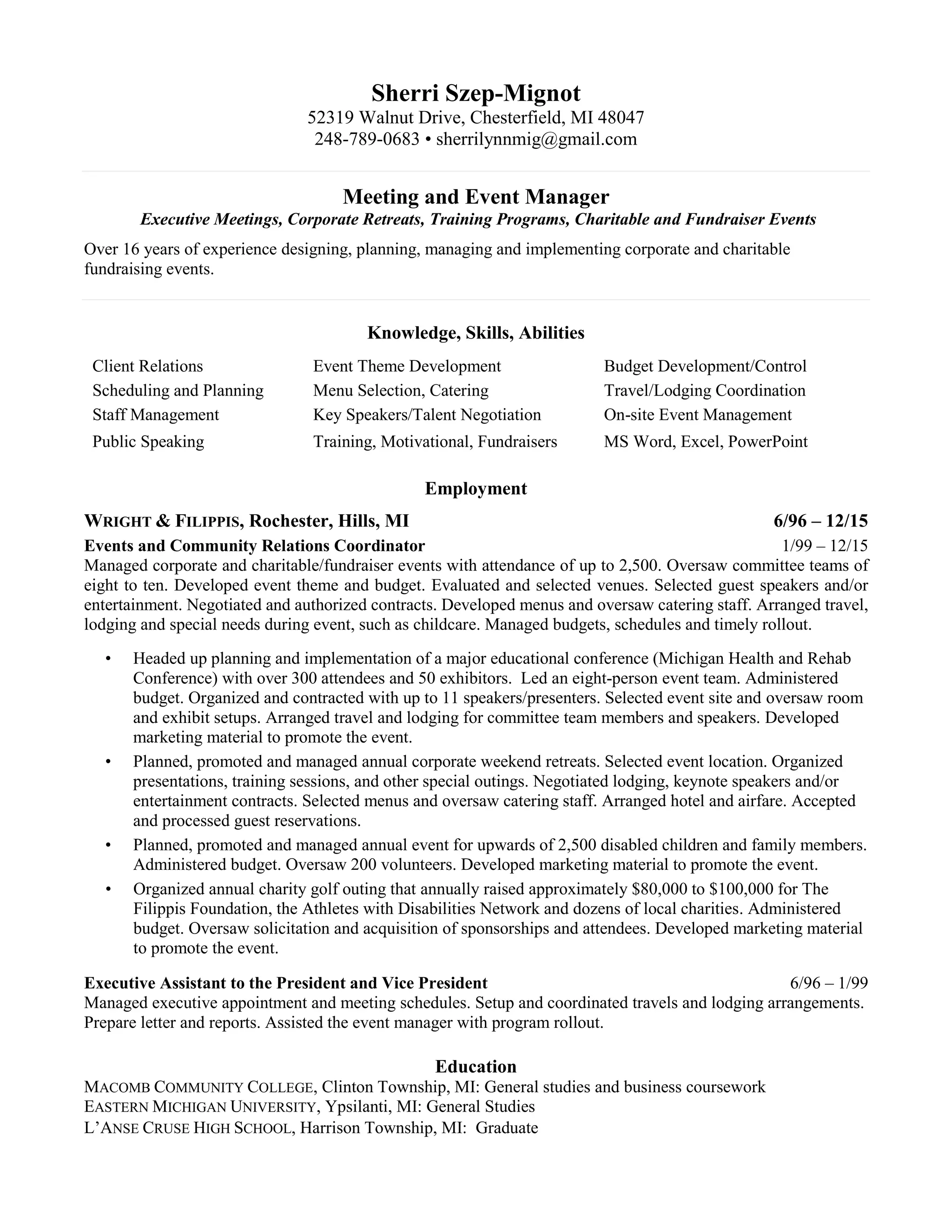 Sherri Szep-MIGNOT Resume | PDF
