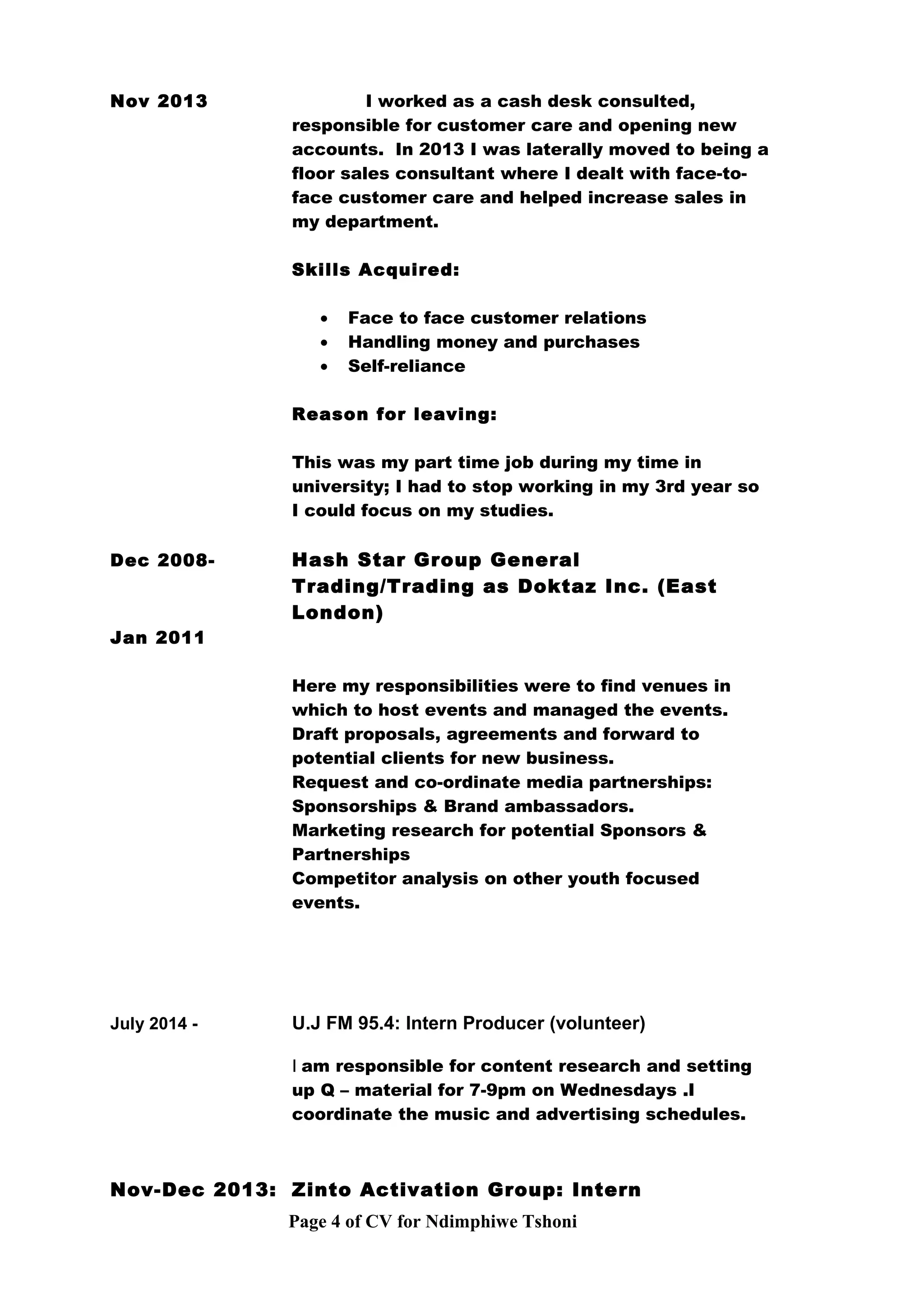 Ndimphiwe_Tshoni Curriculum_Vitae_ | PDF