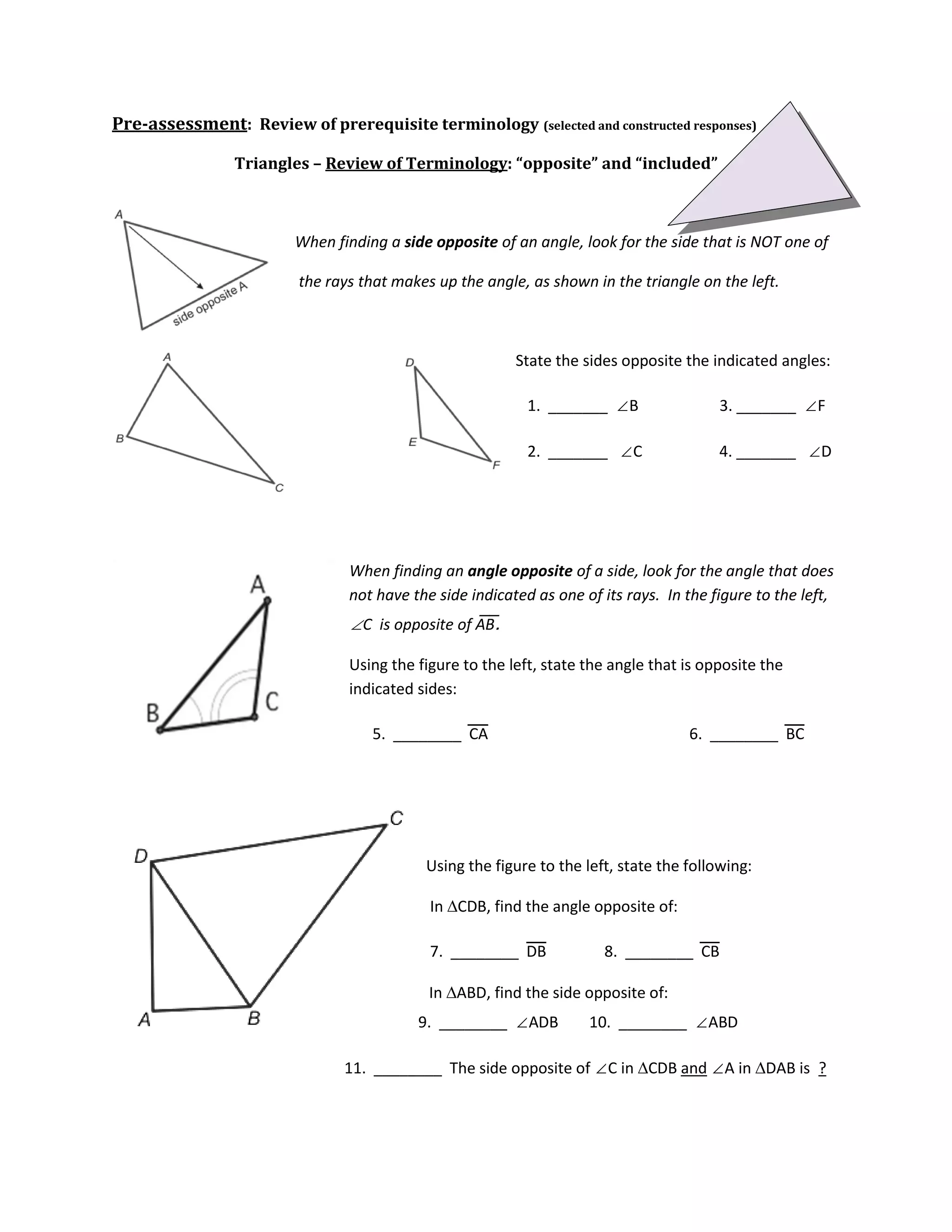 Triangle Inequality Theorem: Activities and Assessment Methods | PDF