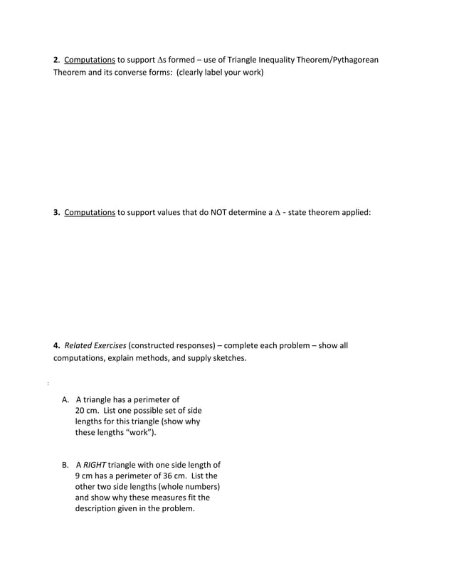 Triangle Inequality Theorem: Activities and Assessment Methods | PDF ...