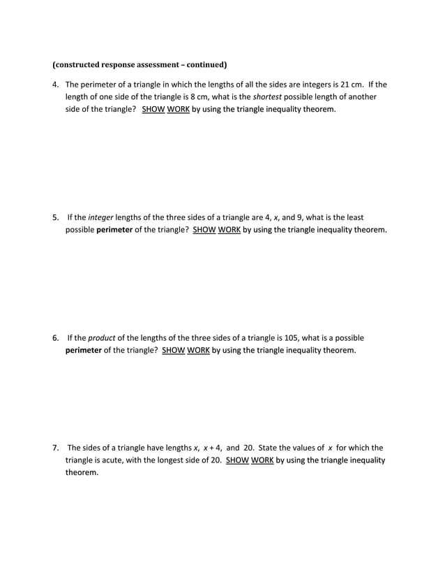 Triangle Inequality Theorem: Activities and Assessment Methods | PDF ...