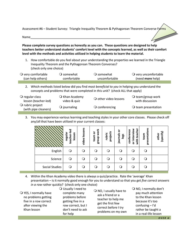 Triangle Inequality Theorem: Activities and Assessment Methods | PDF ...