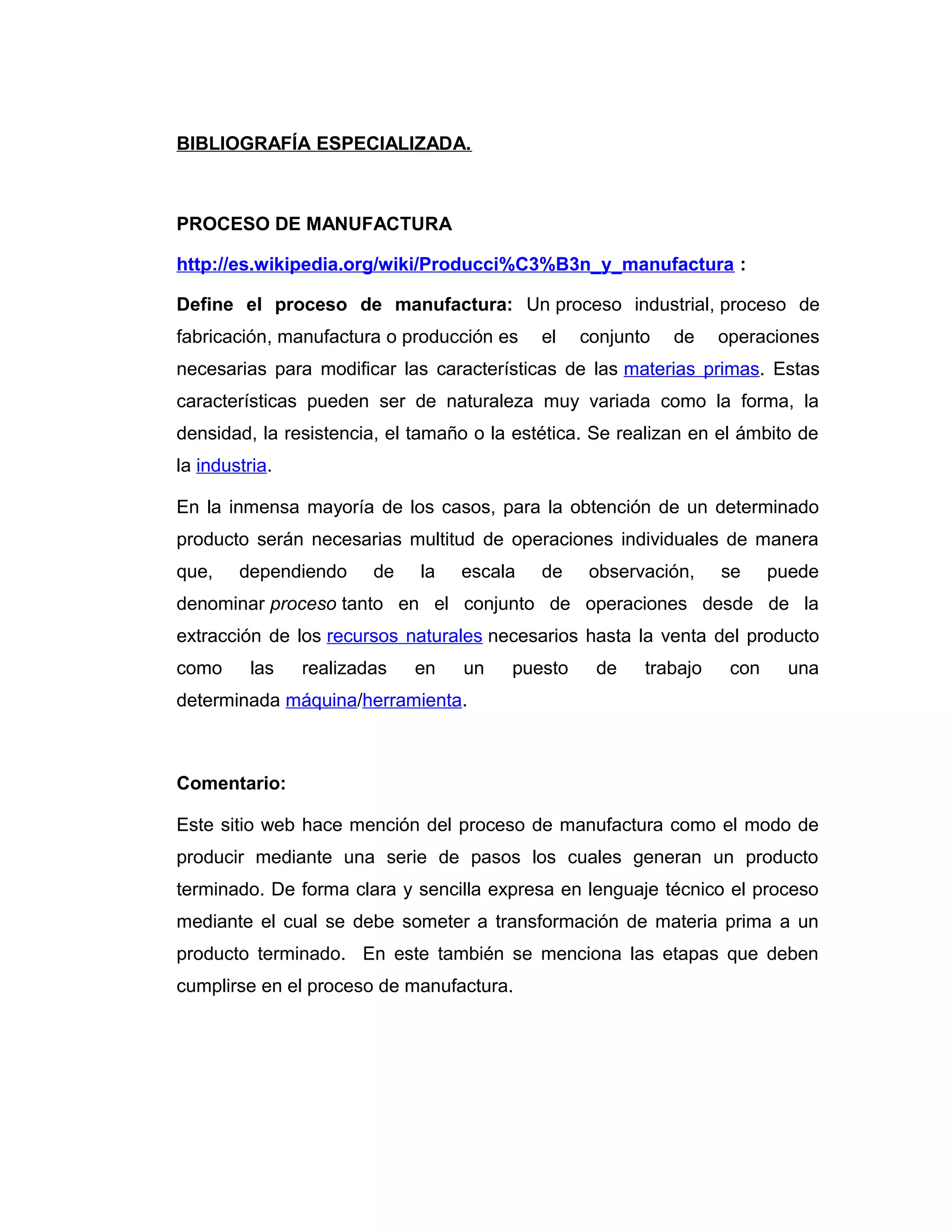 aspectos fundamentales de proceso de manufactura | PDF