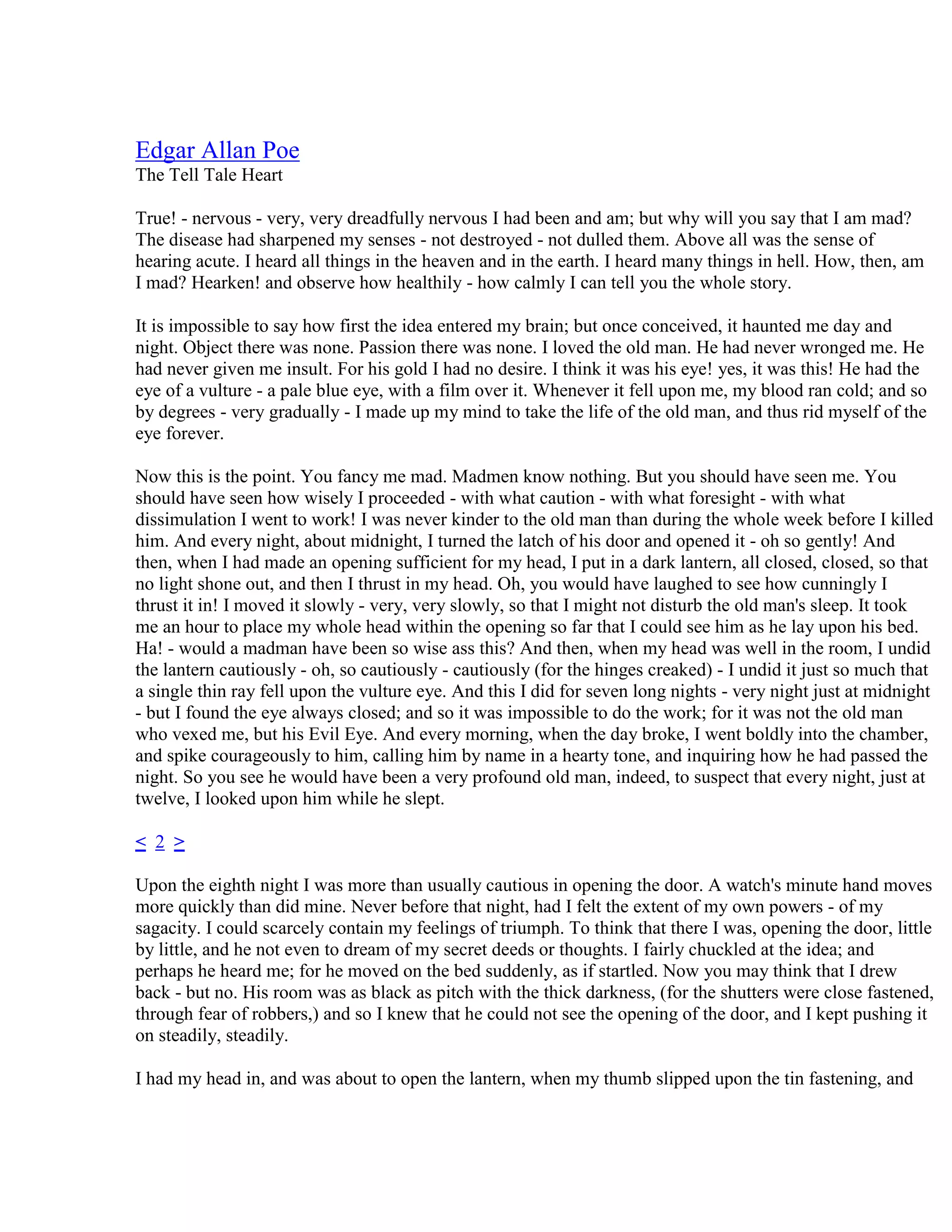 The Tell Tale Heart by Edgar Allan Poe | DOCX
