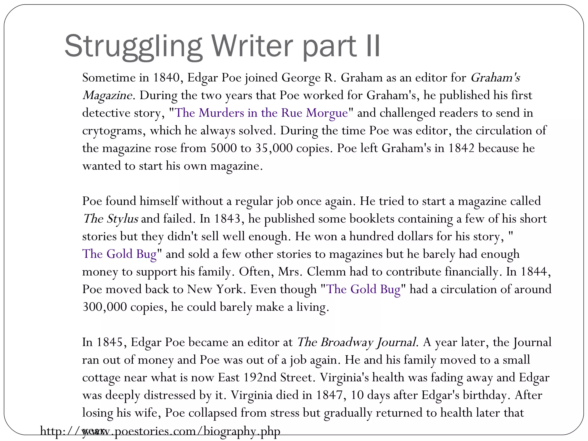 Edgar Allan Poe Biography | PPT