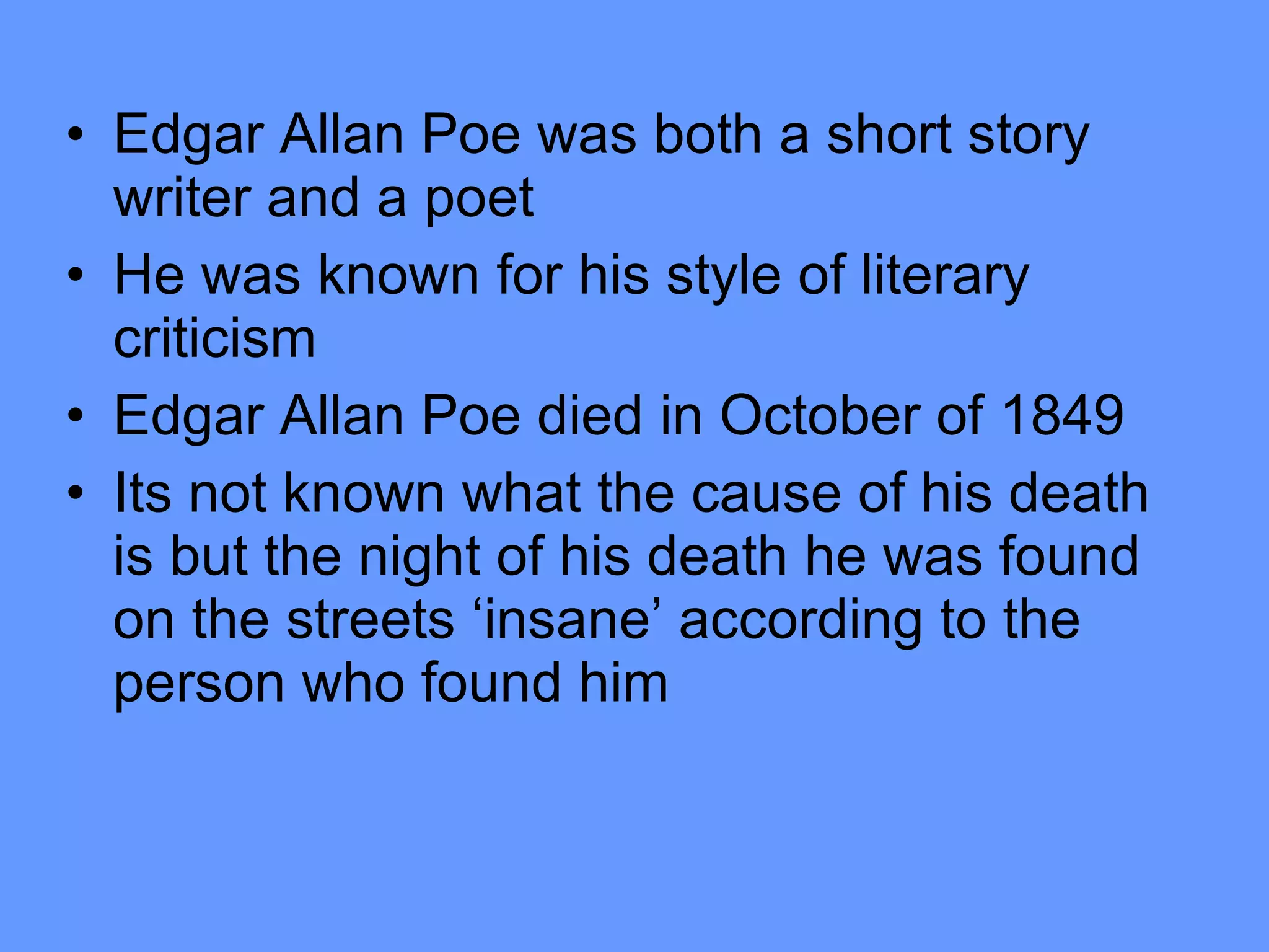 Edgar Allan Poe Power Point | PPT