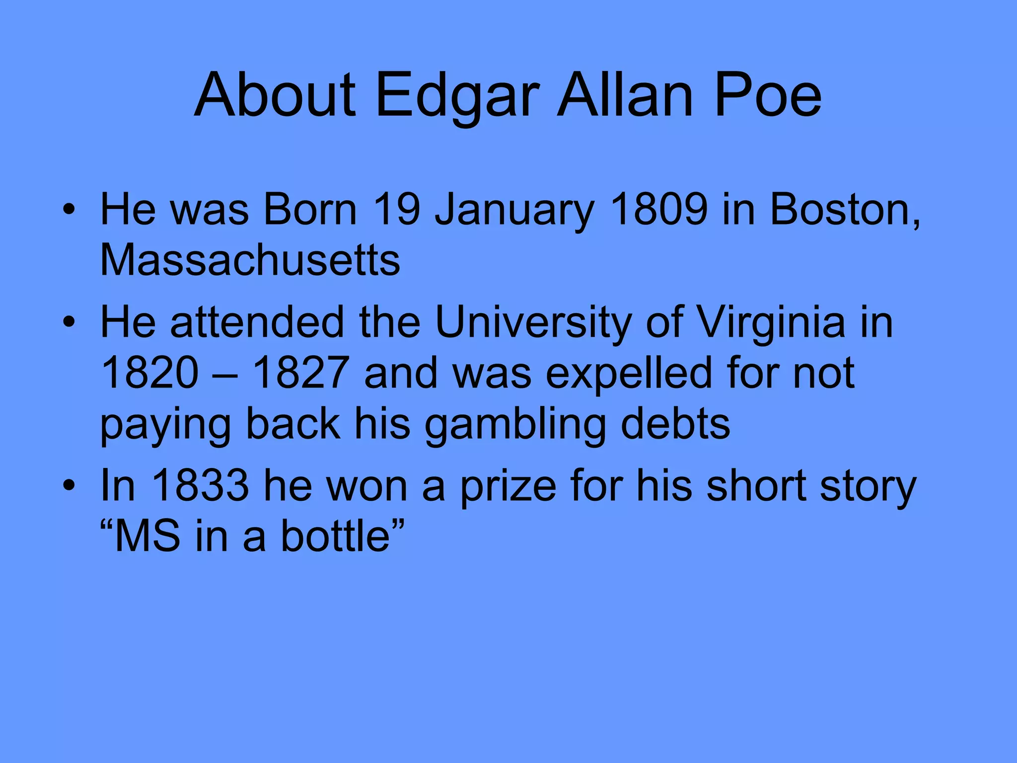 Edgar Allan Poe Power Point | PPT