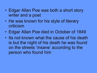 Edgar Allan Poe Power Point | PPT
