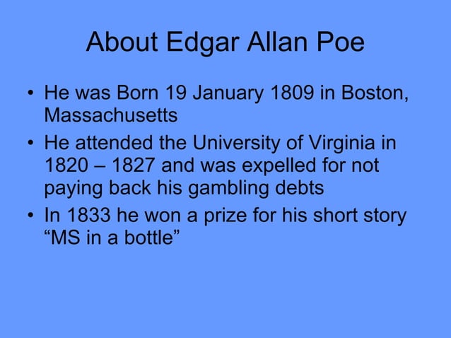 Edgar Allan Poe Power Point | PPT