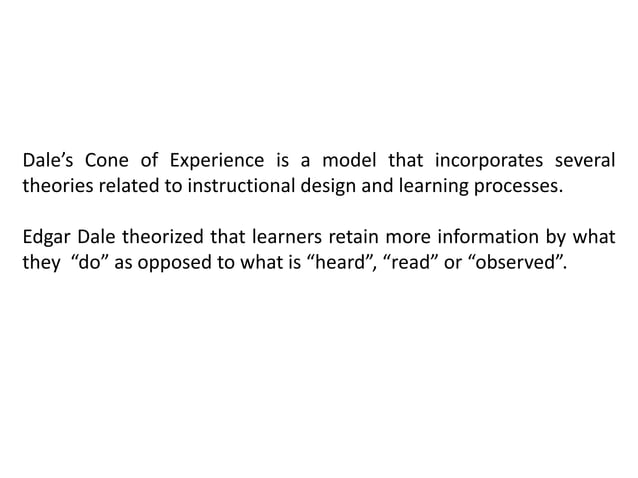 Edgar Cone of Learning (Edgar Cone of Experience) | PPTX | Education