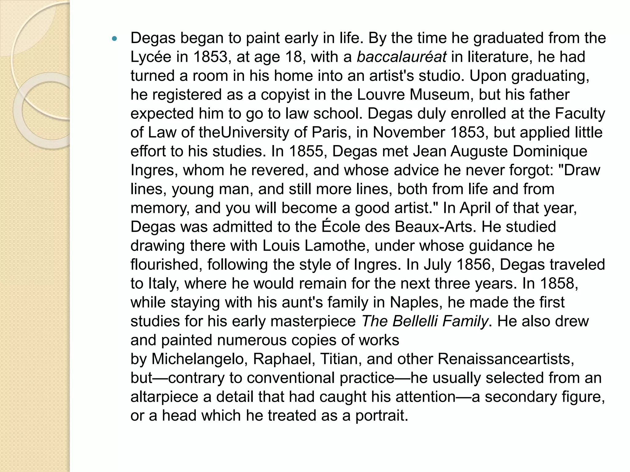 Edgar Degas and his paintings. | PPTX