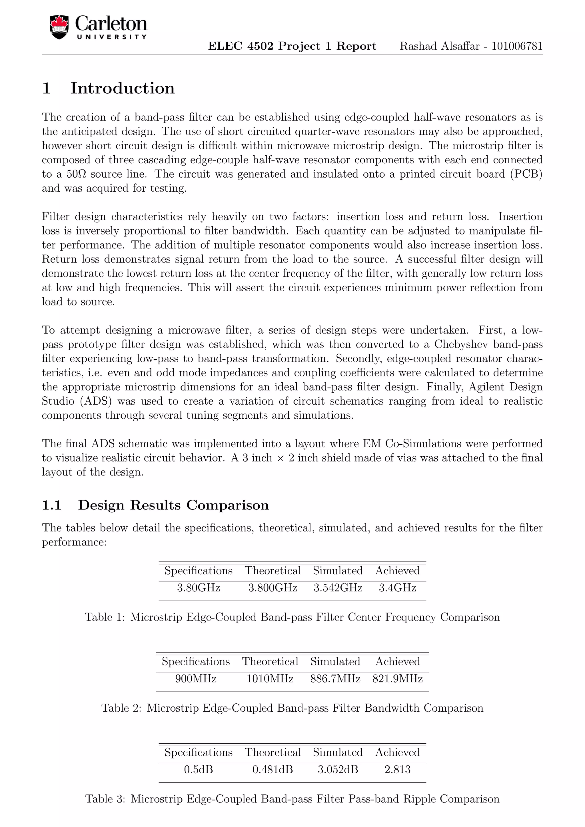 Edge-Coupled Bandpass Microstrip Filter Design | PDF