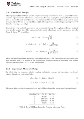 Edge-Coupled Bandpass Microstrip Filter Design | PDF
