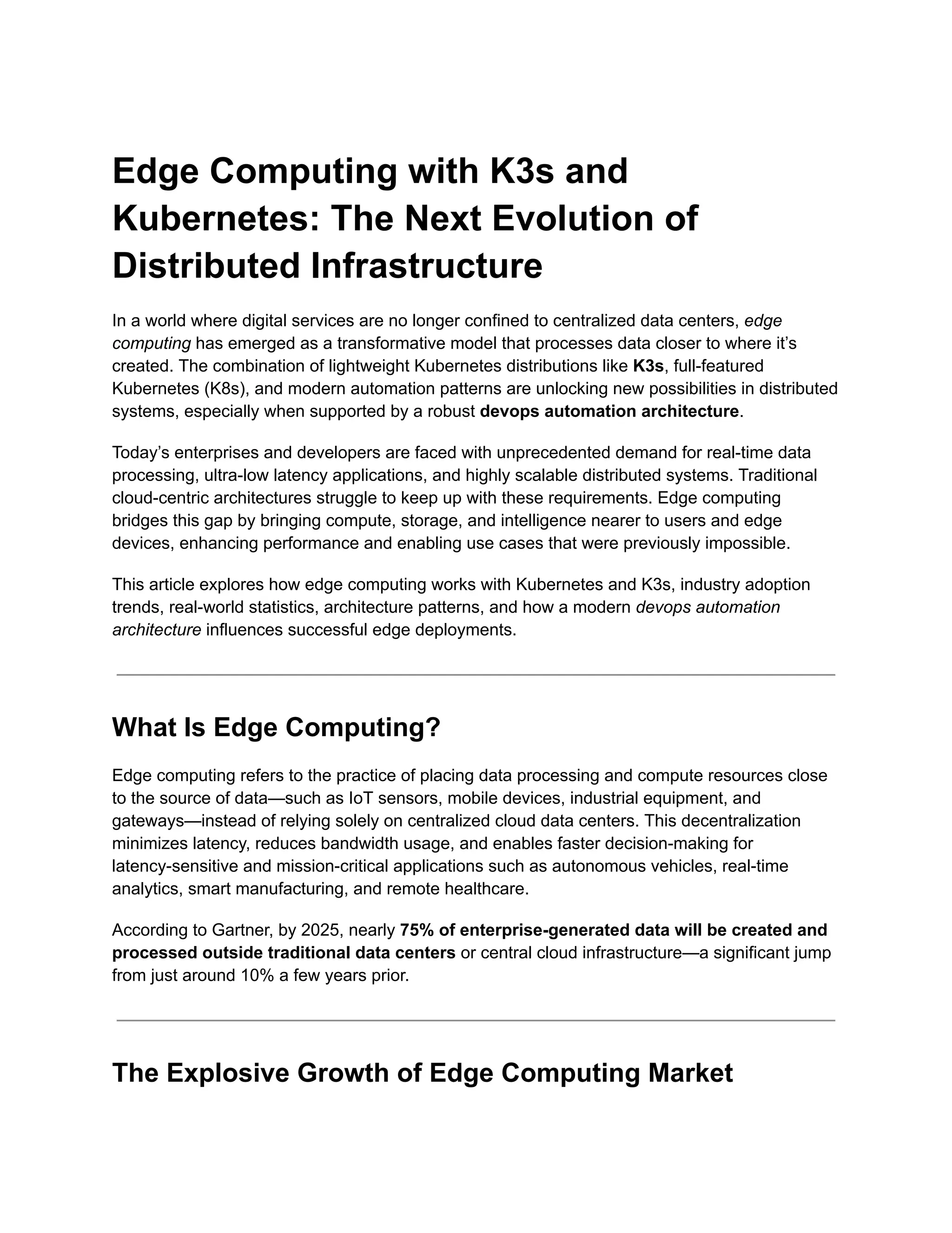 Edge computing with K3s and K8s ...