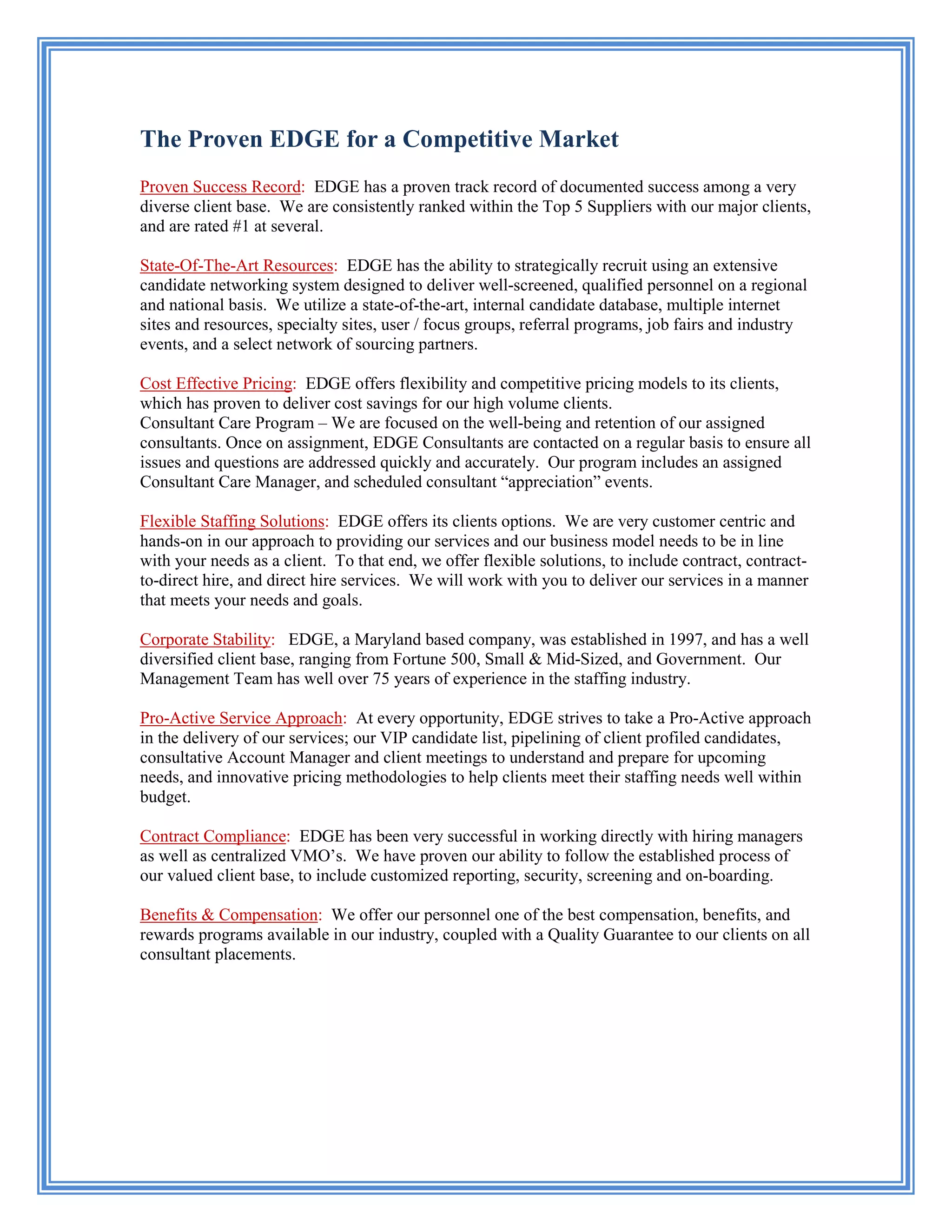 Edge Corporate Capabilities 2010 | PDF