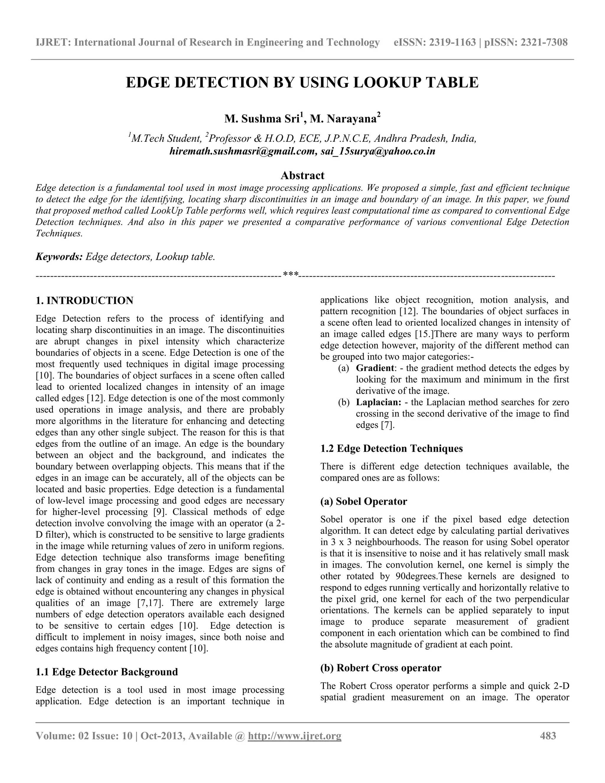 Edge Detection By Using Lookup Table Pdf