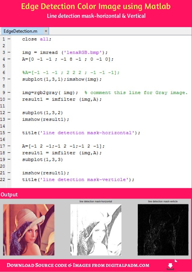 Edge Detection Of Color Image Using Matlab Line Detection Mask Horizo…