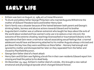 Ed gein period 3 ag | PPTX | Bereavement | Family and Relationships