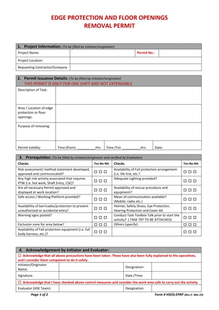 EDGE PROTECTION AND FLOOR OPENINGS REMOVAL PERMIT Form # HSEQ - EPRP ...