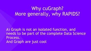 RAPIDS cuGraph – Accelerating all your Graph needs | PDF | Graphics Software | Computer Software ...