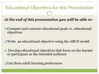 Ed goals objctvs | PDF